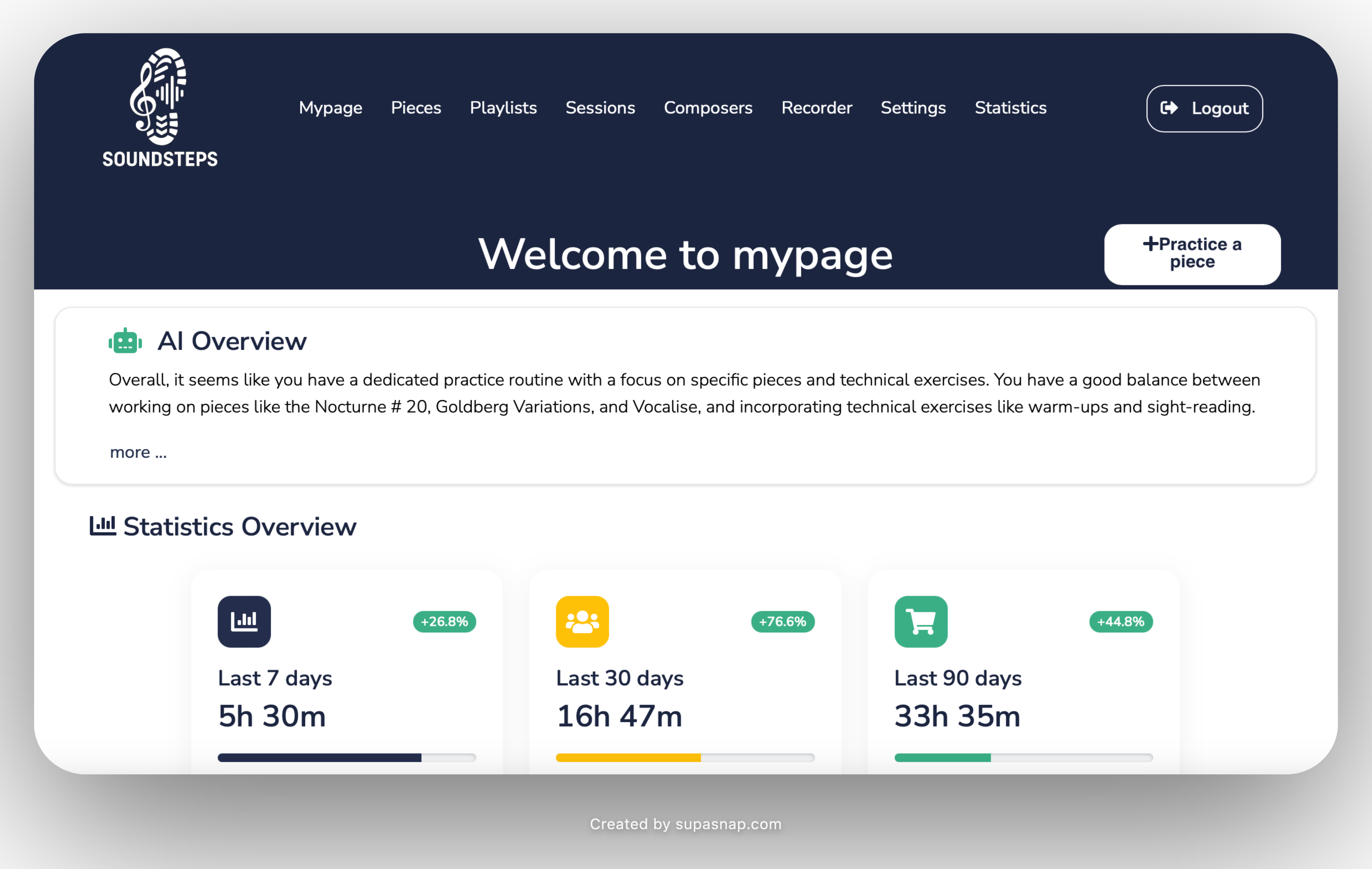 Soundsteps - the effective and easy to use music practice app